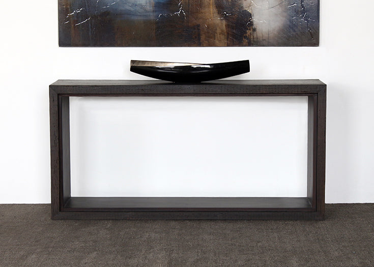 Tobacco Stained Reclaimed Wood Cube Console Table — Bridge Furniture ...