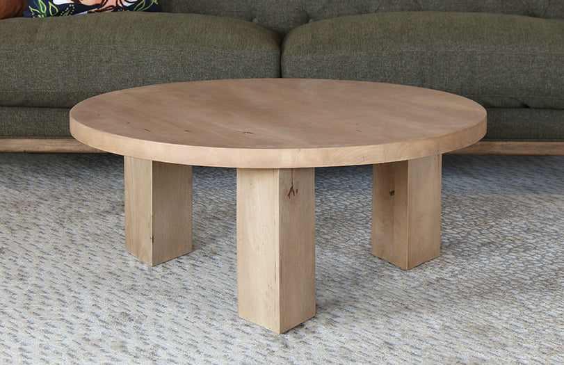 Round Parawood Tri-Pedestal Coffee Table — Bridge Furniture & Props NY