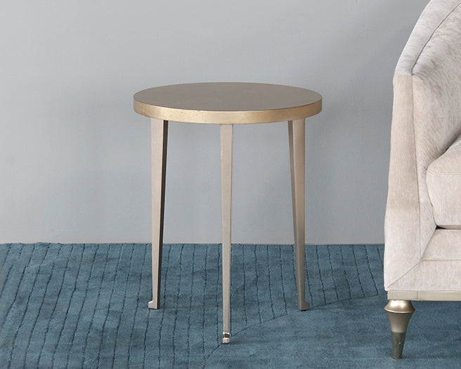 Gold Leaf End Table With Alternating Pattern — Bridge Furniture & Props NY
