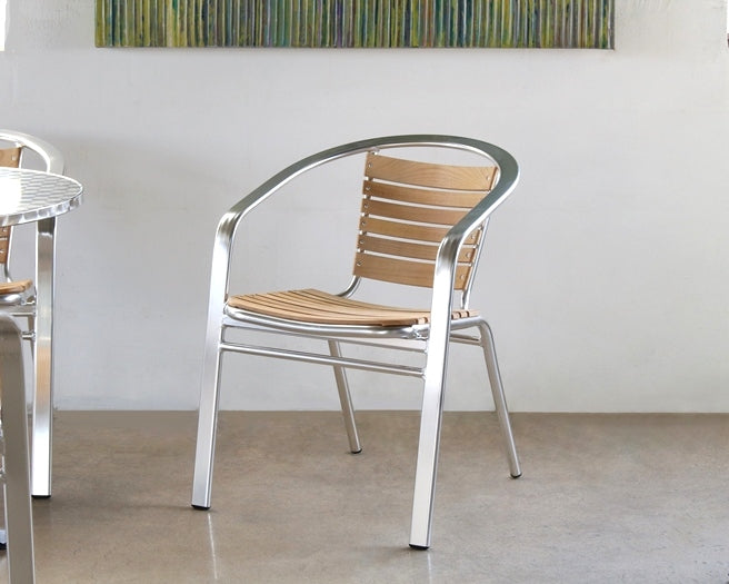 Teak and Aluminum Bistro Chair — Bridge Furniture & Props NY