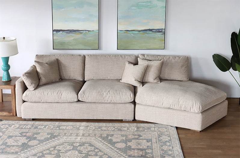 Warm Flax 2 Piece Sectional with Block Legs — Bridge Furniture & Props NY